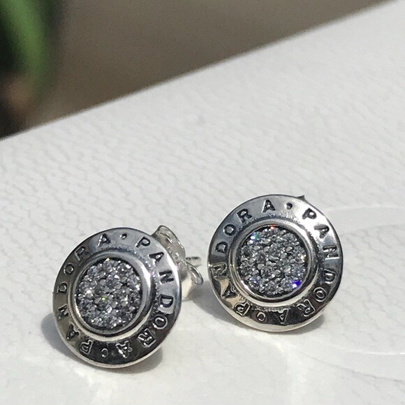 Brand New Genuine Pandora Signature Pandora Logo Stud CZ Earrings ...
