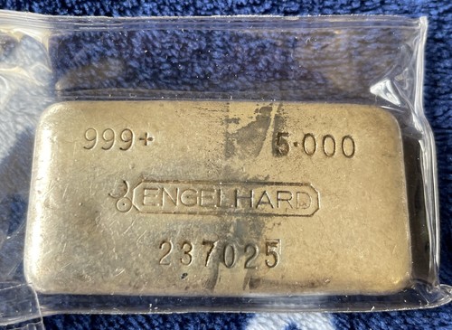 Vintage Engelhard 5 oz Bull Logo Silver Poured bar 999+ Original ...