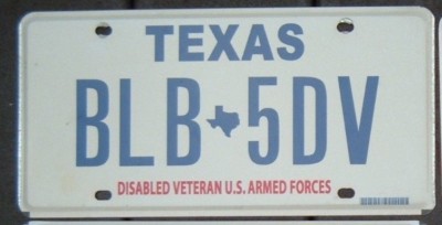 TEXAS Disabled Veteran US Armed Forces license plate BLB - 5 DV | eBay