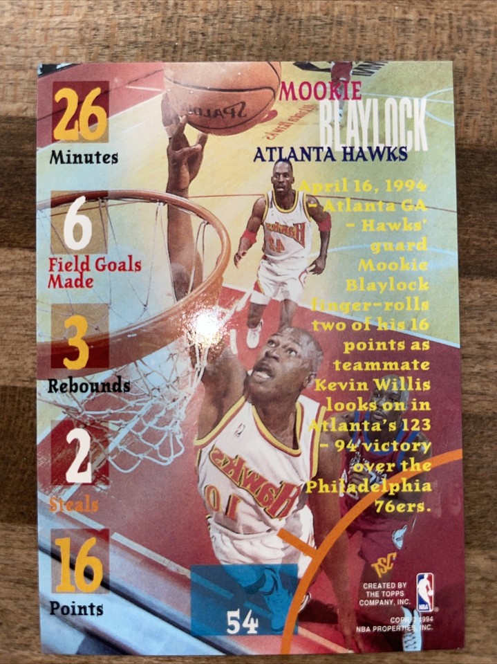 1994-95 Stadium Club #54 Mookie Blaylock Through The Glass Rare Members ...