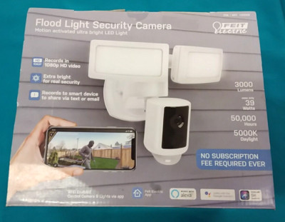 Feit Electric Smart Wi-Fi Flood Light Security Camera ~ No Subscription ...