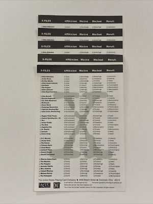 X-FILES SCORE SHEETS FOR X- FILES CCG CARD GAME TCG *5 Sheets!* New! | eBay