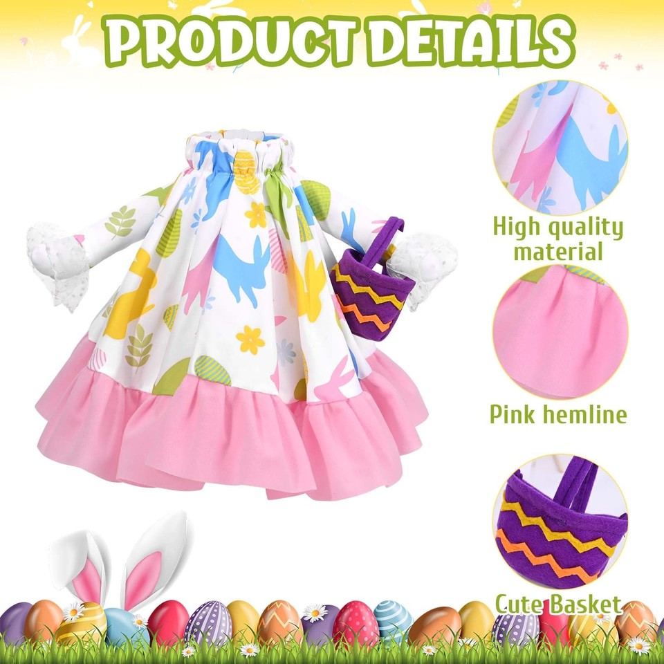 Easter Goose Outfit Bunny and Eggs Porch Goose Clothes Fits 23" Cement ...