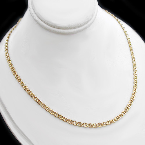 MENS 22" | 3.5mm MARINER Link 24k 14K Yellow GOLD GL CHAIN Necklace ...