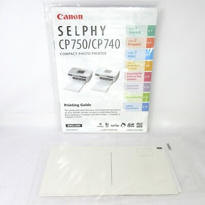 Canon Selphy Printer Manual CP750 CP740 + 5 Sheets Post Card Photo ...