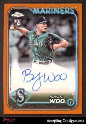 2024 Topps Chrome Rookie Autograph Orange Refractor Bryan Woo ROOKIE ...