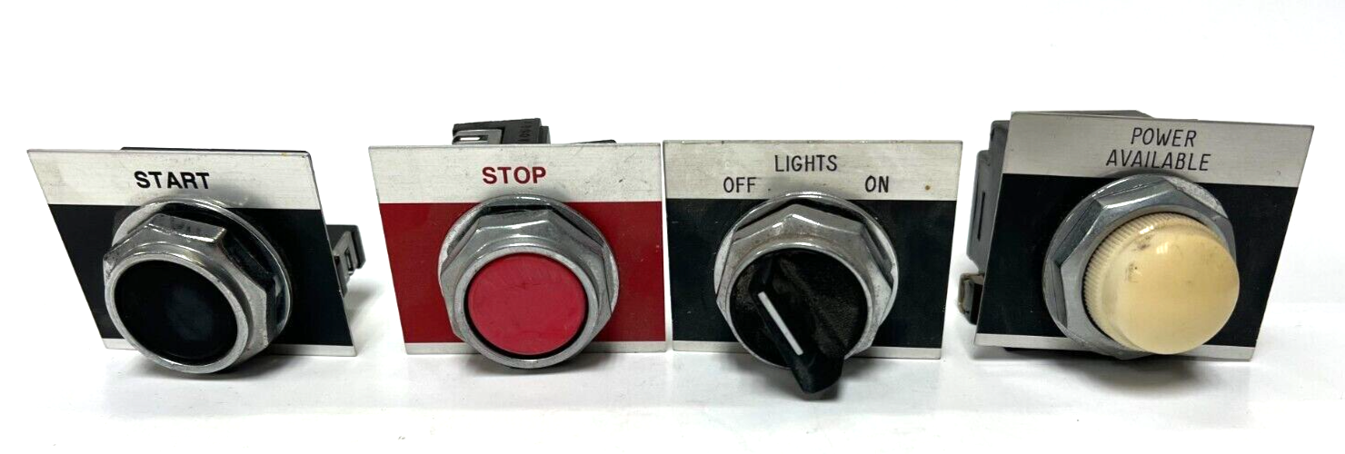 PUSHBUTTON ASSEMBLY WITH LABEL AND CONTACT BLOCK LOT OF 4 | eBay