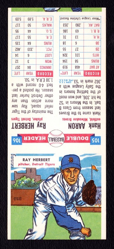 1955 TOPPS DOUBLEHEADER #105 HANK AARON RARE FACTORY CUT UNPERFORATED ...