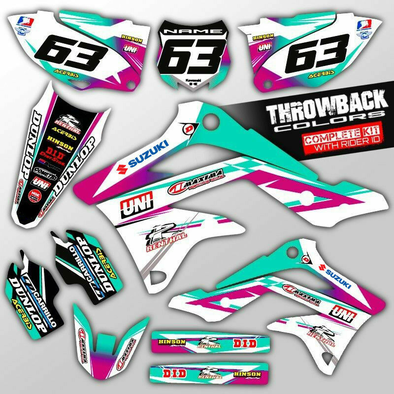 2004 2005 2006 RMZ 250 GRAPHICS KIT SUZUKI RMZ250 THROWBACK : MAGENTA ...