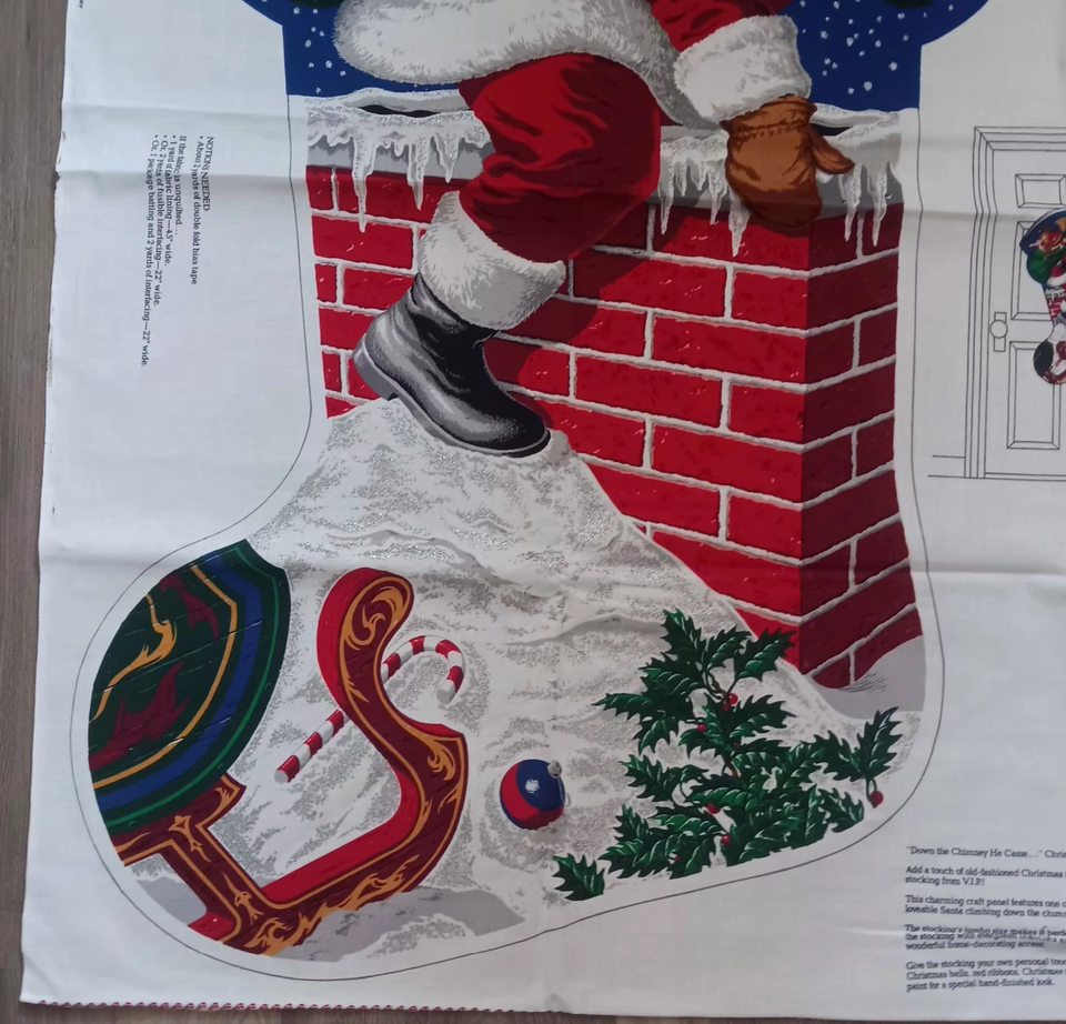 Santa Jumbo Stocking Cut & Sew Panel Down Chimney Cranston VIP DIY | eBay