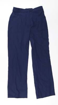 Womens Blue Polyester Blend Trousers Size 14 L29 in | eBay UK