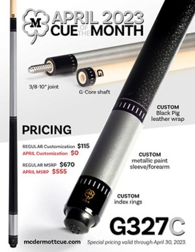 McDermott Pool Cue With One G-CORE Shaft. APRIL 2023 CUE OF THE MONTH ...