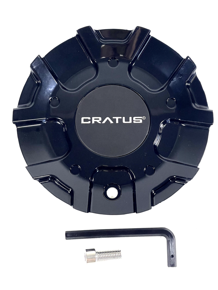 Cratus Wheels Gloss Black Wheel Rim Center Cap # CR-104 (4 CAPS) + BOLT ...