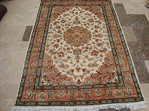 Area Rug Exclusive Muted Ivory Flower Indoor Hand Knotted Wool Silk ...