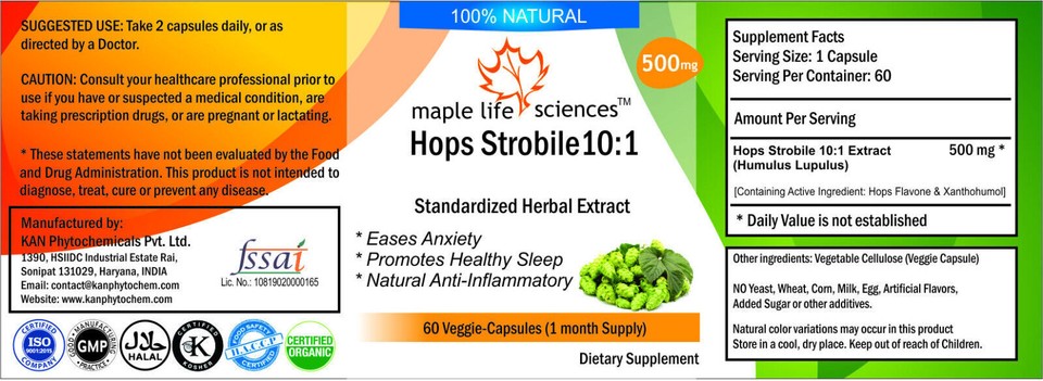Hops Strobile Extract Capsules 10:1 Humulus Lupulus Hops Flavone ...