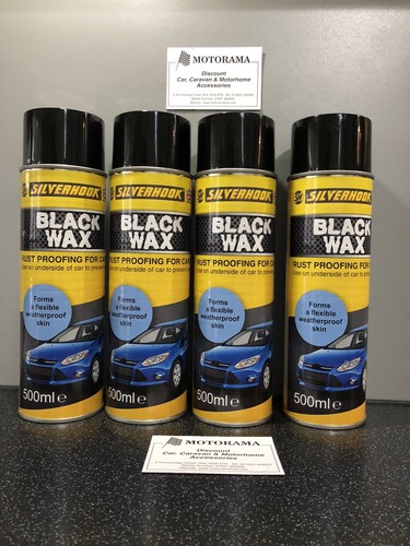 4X SILVER HOOK BLACK WAX COATING SPRAY RUST PROOFING FOR CARS WAXOYL ...