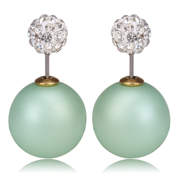 Doppel zwei Perlen Ohrringe Shamballa Strass Kristall Gold Silber ...