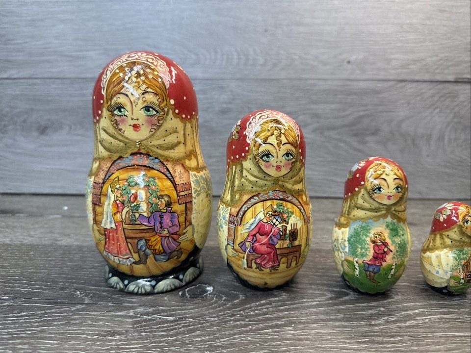 Vintage Russian Nesting Dolls 6.5” Tall Signed by Artist~ 5 Piece Set ...