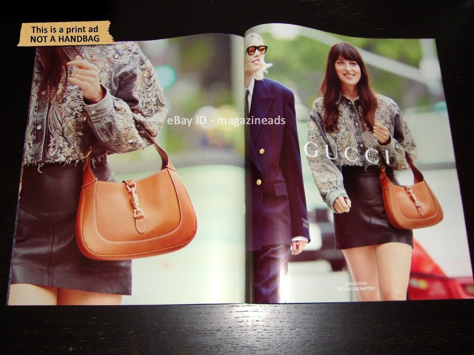 GUCCI Handbags 4-Pg PRINT AD 2023 DAKOTA JOHNSON jackie 1961 bag TARYN ...