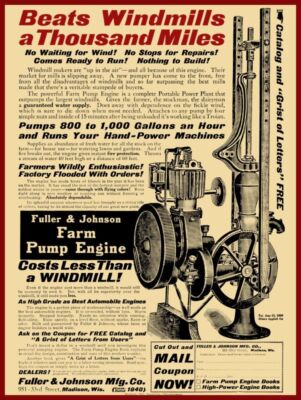 1910 Fuller & Johnson NEW Metal Sign: Farm Pump Engine - Madison ...
