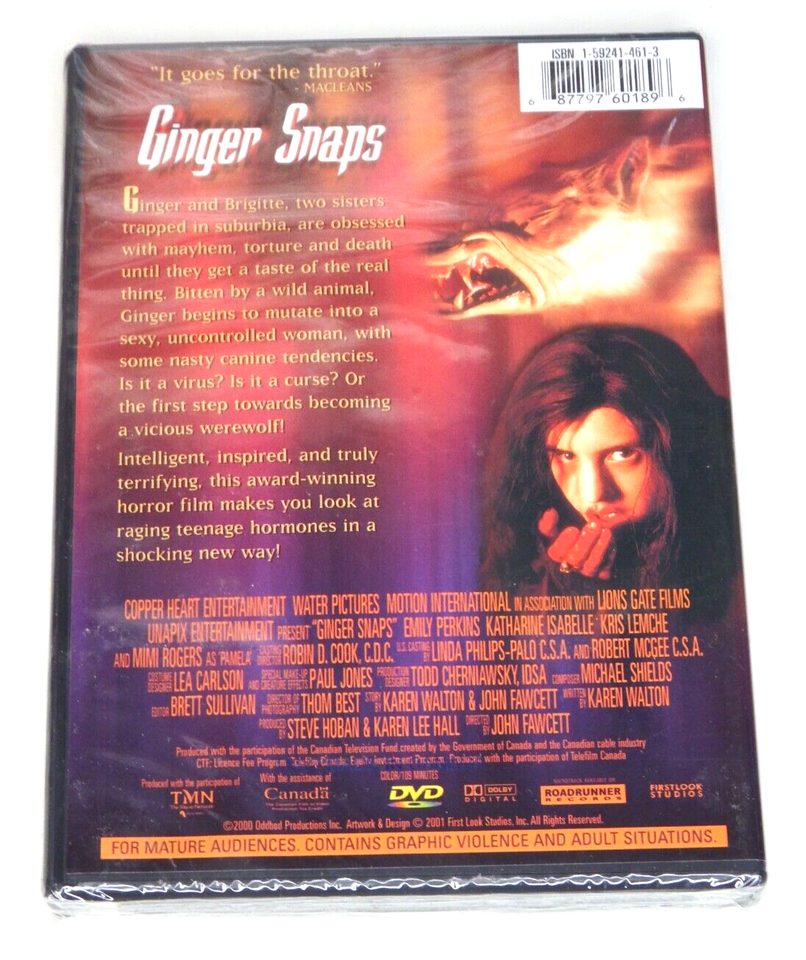 Ginger Snaps (DVD, 2000 Film) Emily Perkins, Katharine Isabelle, Brand ...