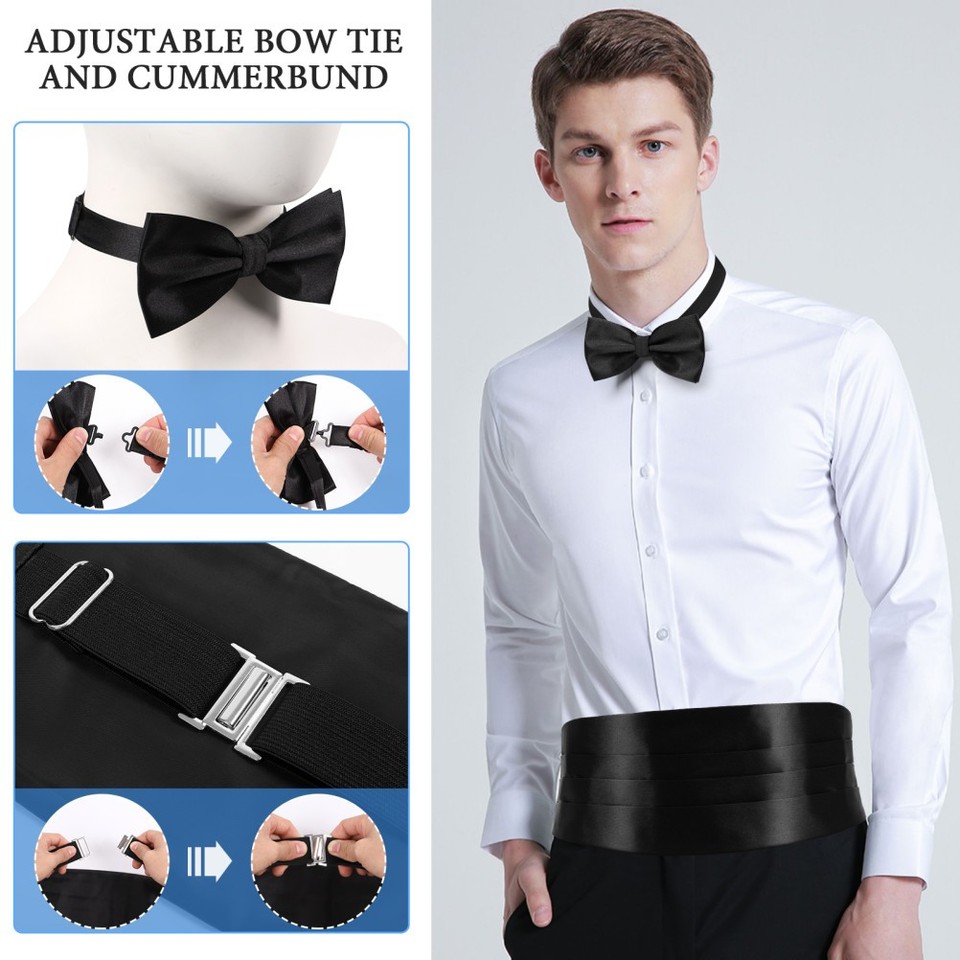 Tuxedo Men's Girdle Suit Baby Cumberbund Bow Tie Sets Cummerbund with ...