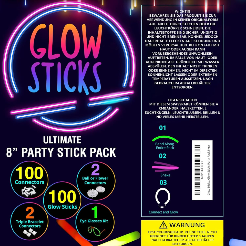 205 Pcs Glow Sticks Bulk Party Pack – Glow in the Dark Party Supplies ...