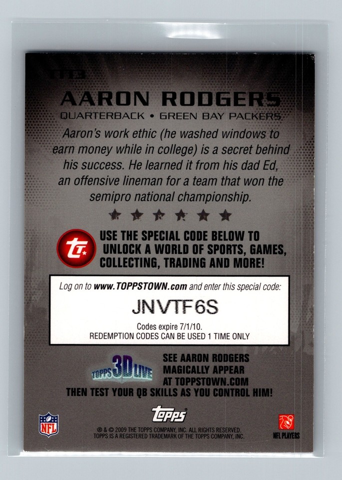 2009 Topps #TTT3 Aaron Rodgers ToppsTown Silver | eBay