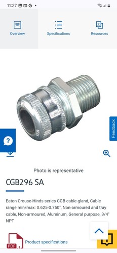 Crouse-Hinds NSB CGB296-SA Cord and Cable Fittings Cable Gland box of ...