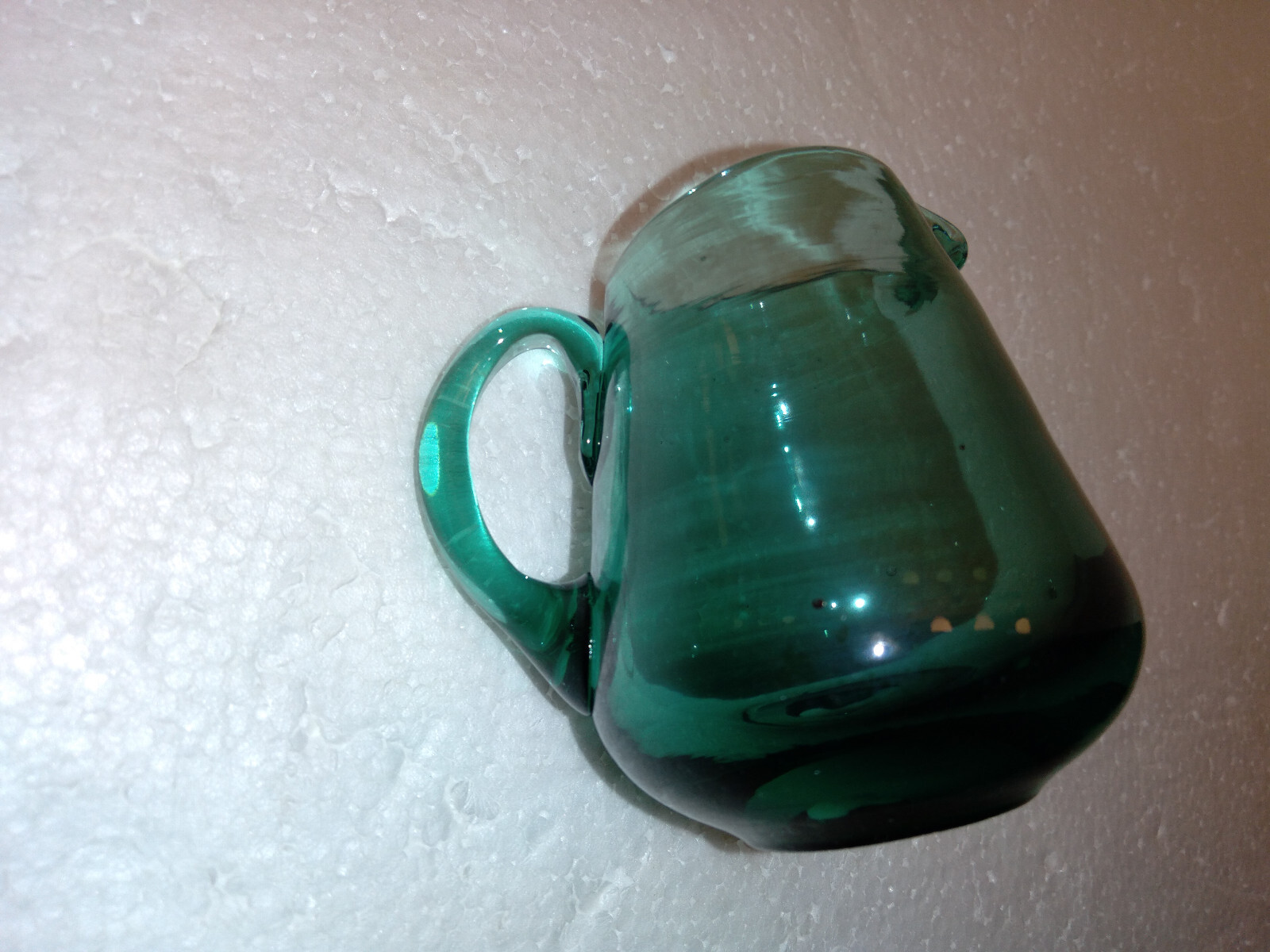 Vintage blown glass mini creamer green forest tiel pontil mark eames ...