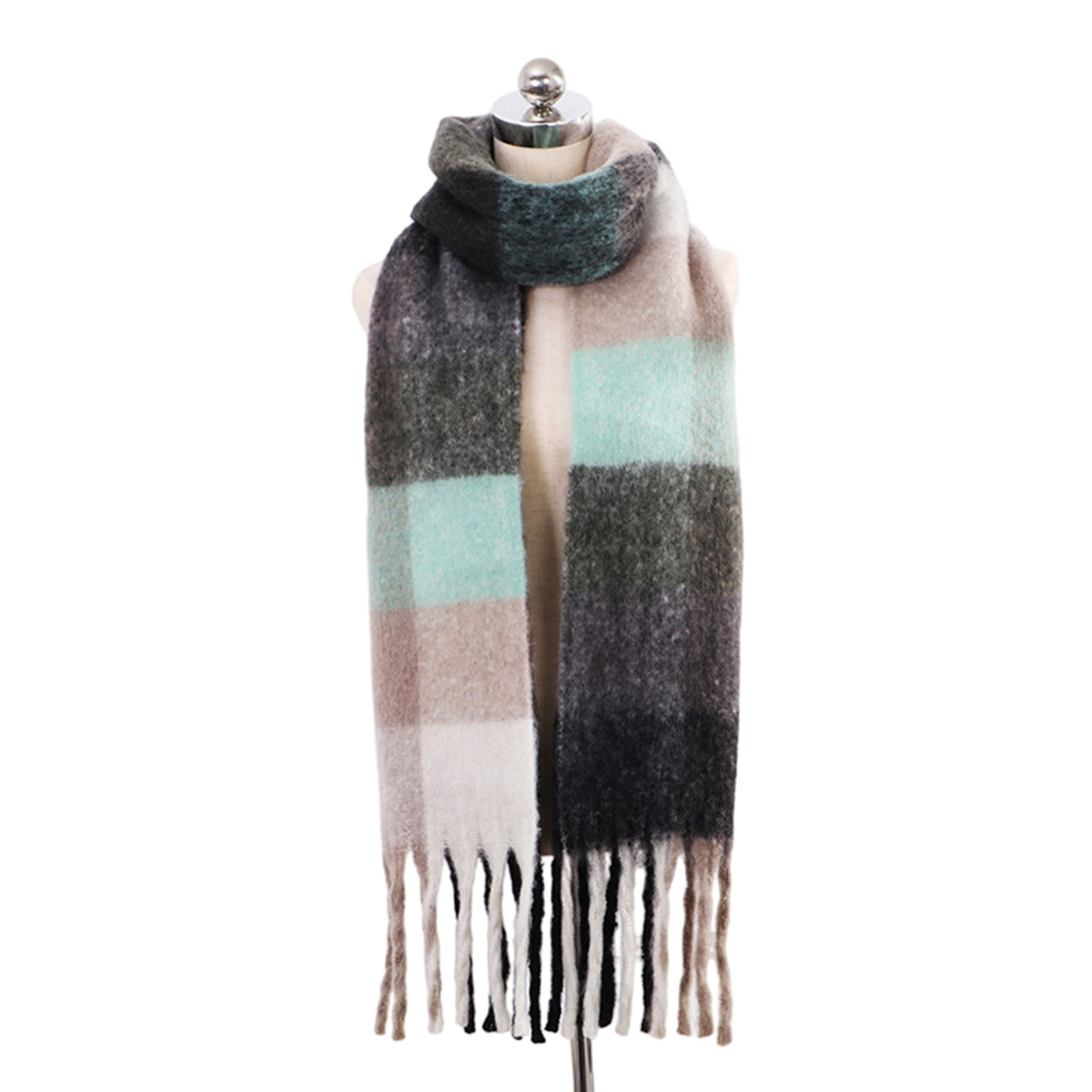 Plaid Print Scarf Warm Neck Stylish Winter Scarves Colorful Colorblock ...