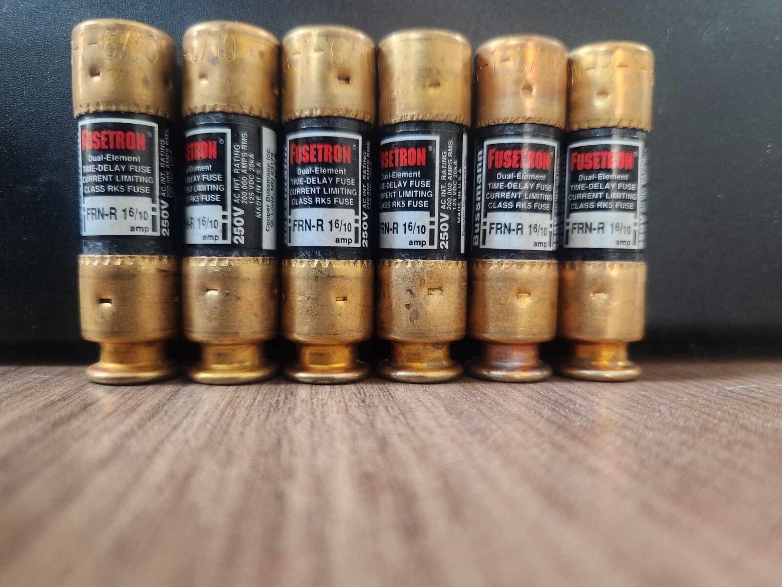 Lot of 6 Cooper Bussman Fusetron FRN-R 1 6/10 Dual Element Class RK5 ...