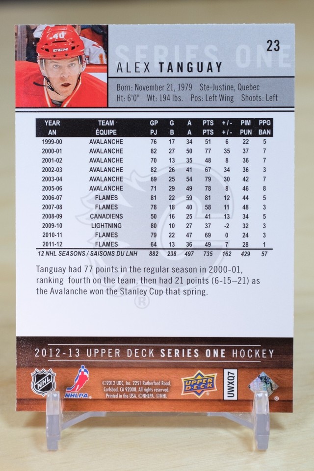 2012-13 Upper Deck Hockey Base #23 Alex Tanguay - Calgary Flames | eBay
