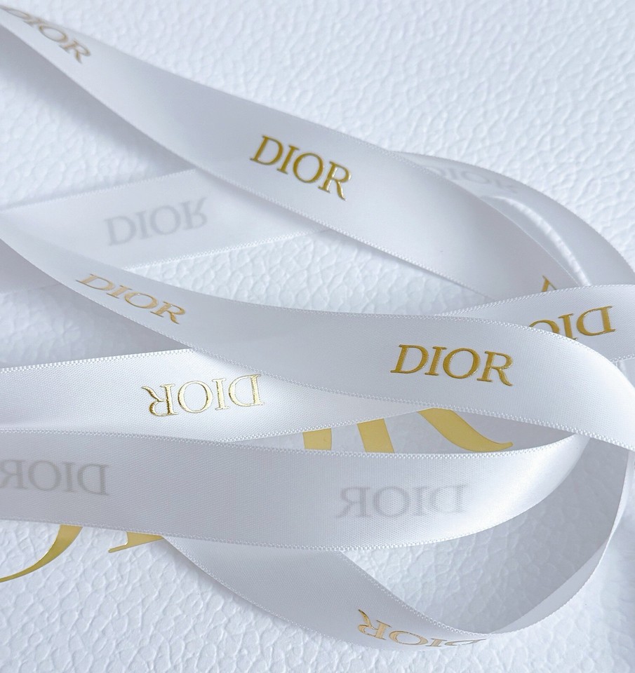 CHRISTIAN DIOR Ribbon White (GOLD) Lettering 2 Yard 100% New 100% ...