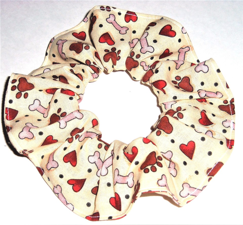 Hair Scrunchie Tie Ponytail Holder Dog Cat Paw Print Fabric Scrunchies ...