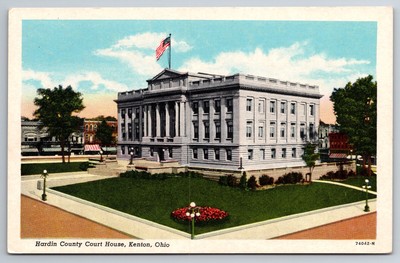 Vintage Postcard OH Kent Hardin County Courth House Street View -2568 ...