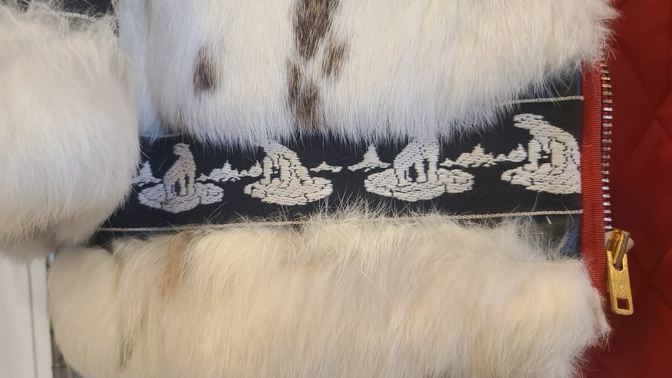 Vtg. Angora Rabbit Fur Coat Alaskan Eskimo Trim Hooded Women’s XS or ...