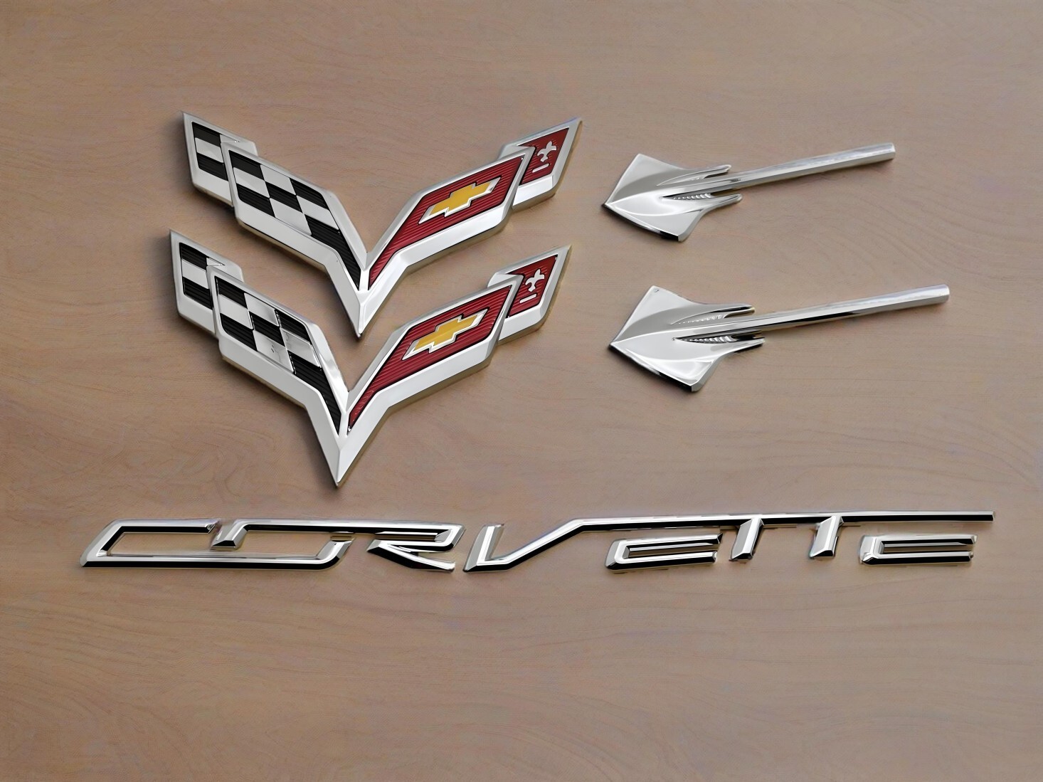 5PC Chrome Front Rear Stingray Cross Flags Emblem Kit 2014 - 2019 ...