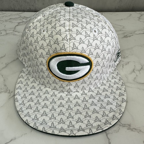 Deadstock Green Bay Packers All Over Print Fitted Cap Hat White Green ...
