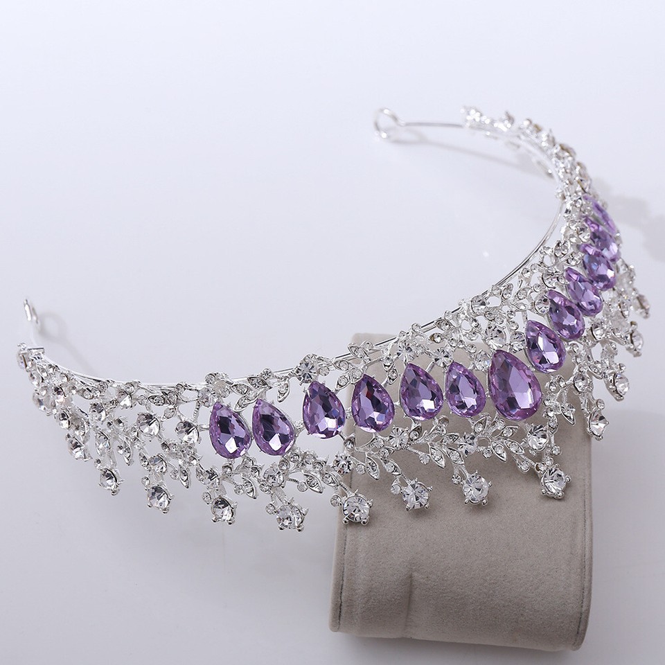 Light Purple Crystal Queen Princess Wedding Tiara Crown 11 Styles For ...
