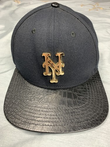 New York Mets Pro Standard Black Gold Baseball Hat W/Leather Croc Print ...