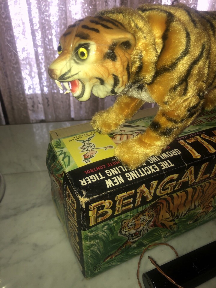 MARX Bengali Battery Operated Remote Plush Tiger Box Vintage | eBay