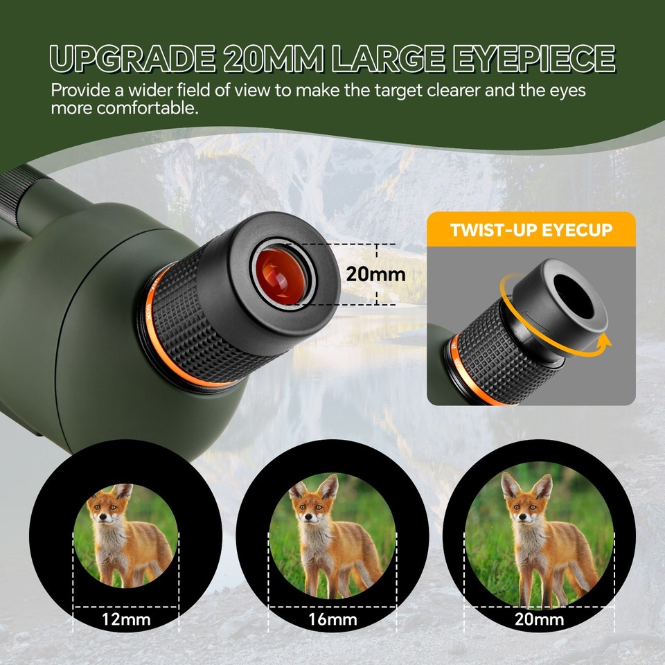 20-60X HD Spotting Scope 70mm FMC Lens BAK4 Prism Wide FOV Bird ...