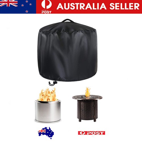 Round Fire Pit Cover Heavy Duty Waterproof Fire Bowl with Strap for ...