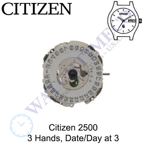 Genuine Citizen 2500 Watch Movement 3 Hands, Date/Day at 3 | eBay