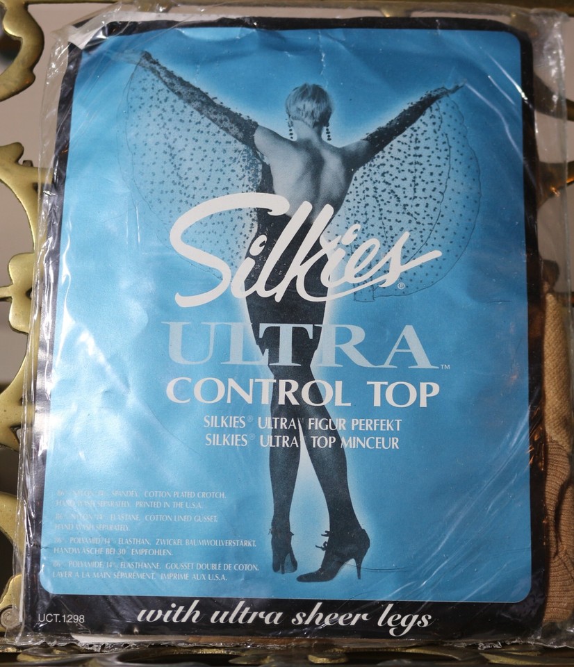Vtg Silkies Ultra Control Top Nude Ultra Sheer XL Queen Hosiery ...