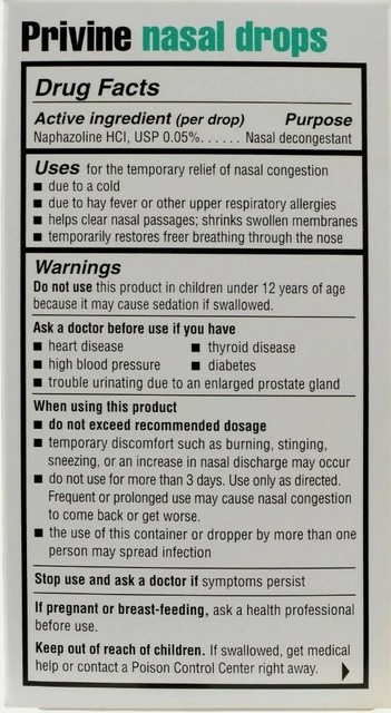 Privine Nasal Drops Nasal Decongestant 0.83 FL Oz for sale online | eBay