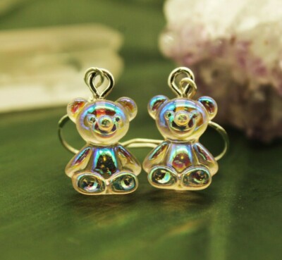 LITTLE PINK TRANSLUCENT BEAR EARRINGS Cute Novelty Aussie Adorable ...