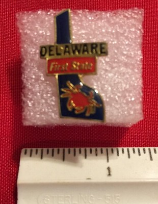 DELAWARE ENAMEL STATE LAPEL PIN. UNKNOWN AGE. VERSION 2 First State Tie ...