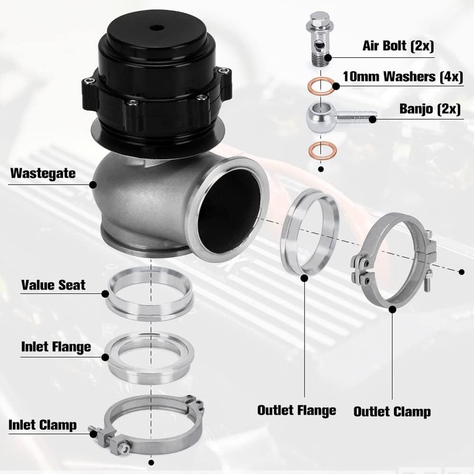 BLACK 60MM Vband Flange Wastegate For TIAL BMW Subaru Honda Universal ...